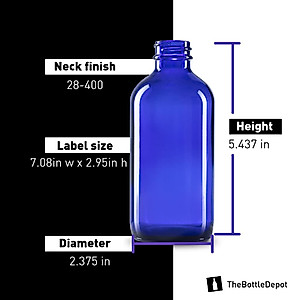 The Bottle Depot - 12 Pack - 8 oz Glass Bottles with Lids - Blue - 28-400 Neck Finish - Boston Round Bottles - UV Rays Protection