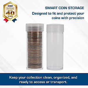 BCW Clear Quarter Coin Tubes with Screw-On Cap, Each Holds 40 Quarters (10-Tubes Total)