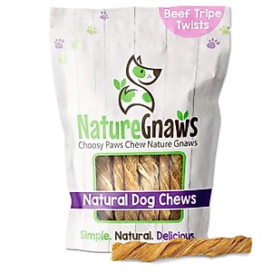 Nature Gnaws Tripe Twists for Dogs - Premium Natural Beef Sticks - Simple Single Ingredient Crunchy Dog Chew Treats - Rawhide Free - 4-5 Inch (8 oz)