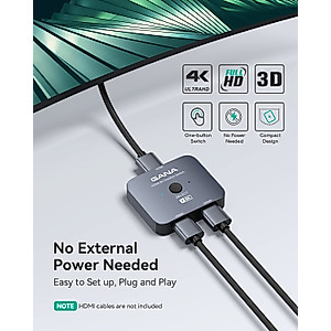 GANA HDMI 2.1 Switch, 8K HDMI Switcher Splitter Bi-Directional 2 in 1 Out, 4K@120Hz,8K@60Hz, 48Gbps Aluminum Ultra HD HDMI Hub Compatible with PS5/4,Xbox,Roku,Apple TV,Fire Stick