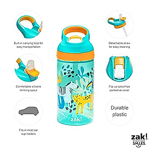 zak! Safari - 5-Piece Dinnerware Set - Durable Plastic & Stainless Steel - Includes Water Bottle, 8-Inch Plate, 6-Inch Bowl, Fork & Spoon - Suitable for Kids Ages 3+