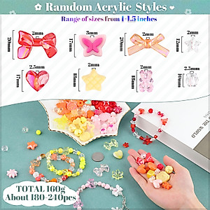 180-240PCS Assorted Acrylic Beads For Bracelet Making, Flower Bow Butterfly Candy Star Heart GummyBear Kawaii Aesthetic Bracelet Charms,Cute Beads For Jewelry Making DIY Necklace Keychain Phone Charms