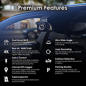 RexingUSA V55 Dash Cam - 4k Modular Capabilities, 5.0 GHz Wi-Fi, GPS Car Dash Camera Recorder, Night Vision, Loop Recording, Parking Monitor, Supercapacitor, Support 256GB Max, Voice Control (2023)