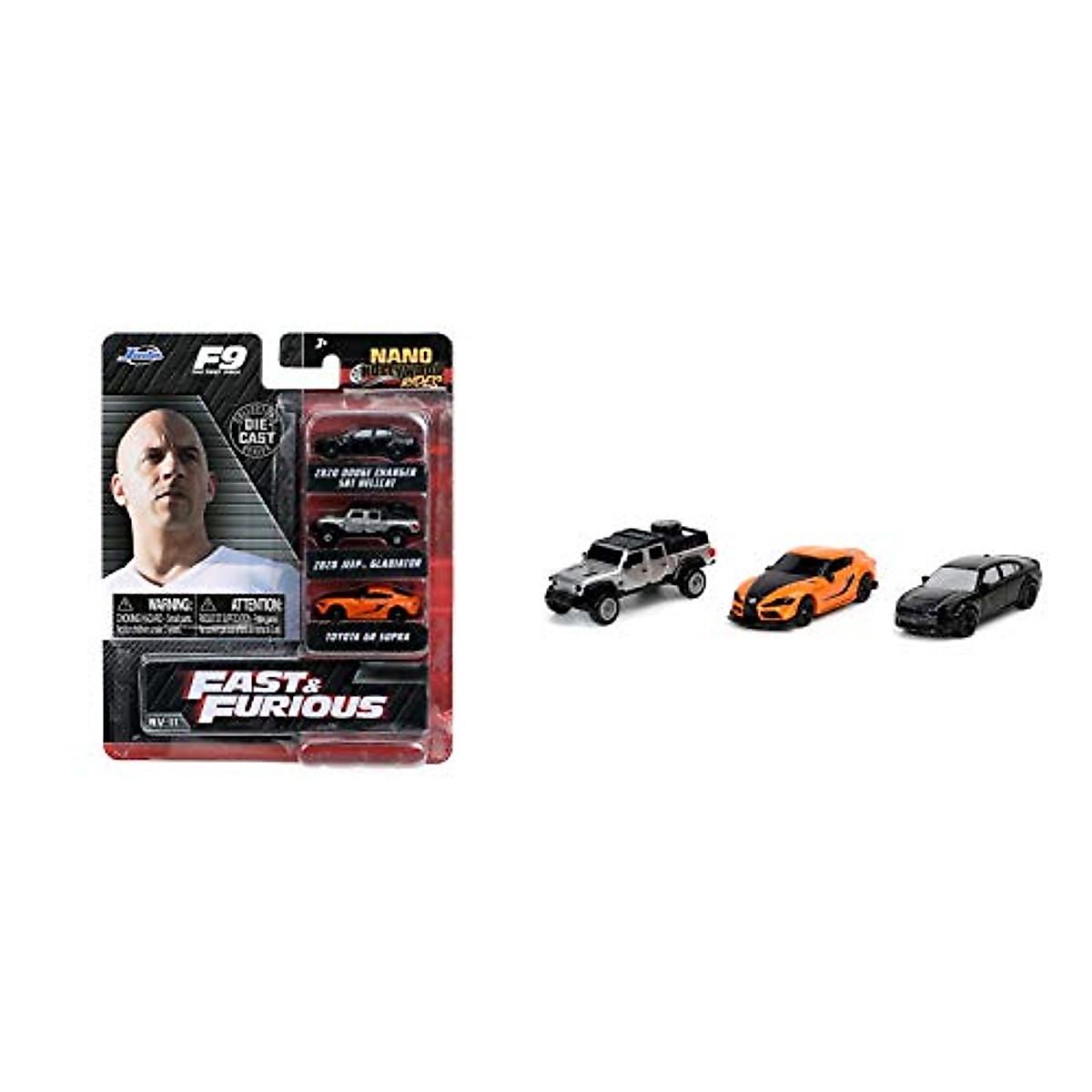 Jada Toys Nano Hollywood Rides Fast & Furious 3 PK F9, Black