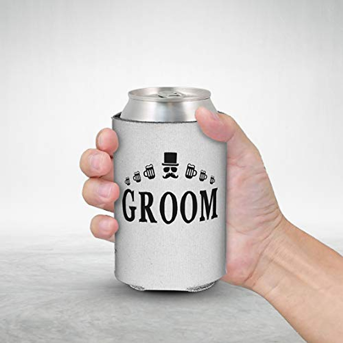 Shop4Ever Groom and Groom’s Drinking Team Member Can Coolie ~ Wedding Bachelor Party Beer Can Sleeve Coolers ~ (Member, Blk, 13 Pk)