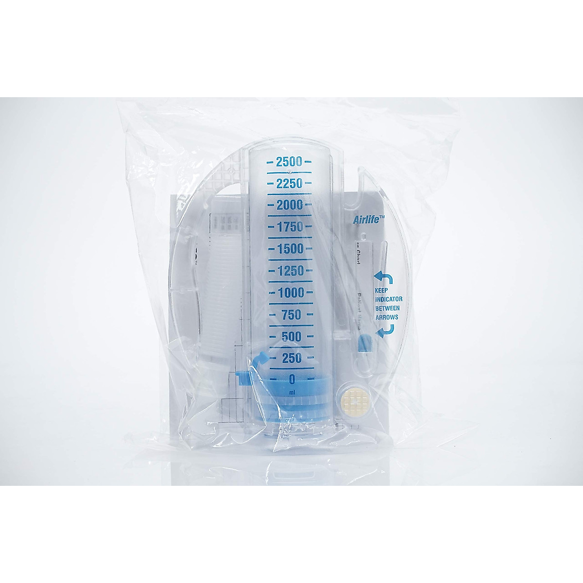 Vyaire Medical 1903A AirLife Volumetric Incentive Spirometers with One-Way Valve, 2500 mL, Pack of 12