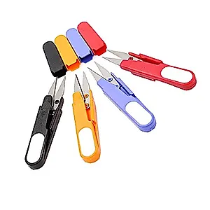 HuanX35 4pcs Portable Scissor Multipurpose U-Type Cutter Shear Protective Cover DIY Projects(4 Colors), 4 Count