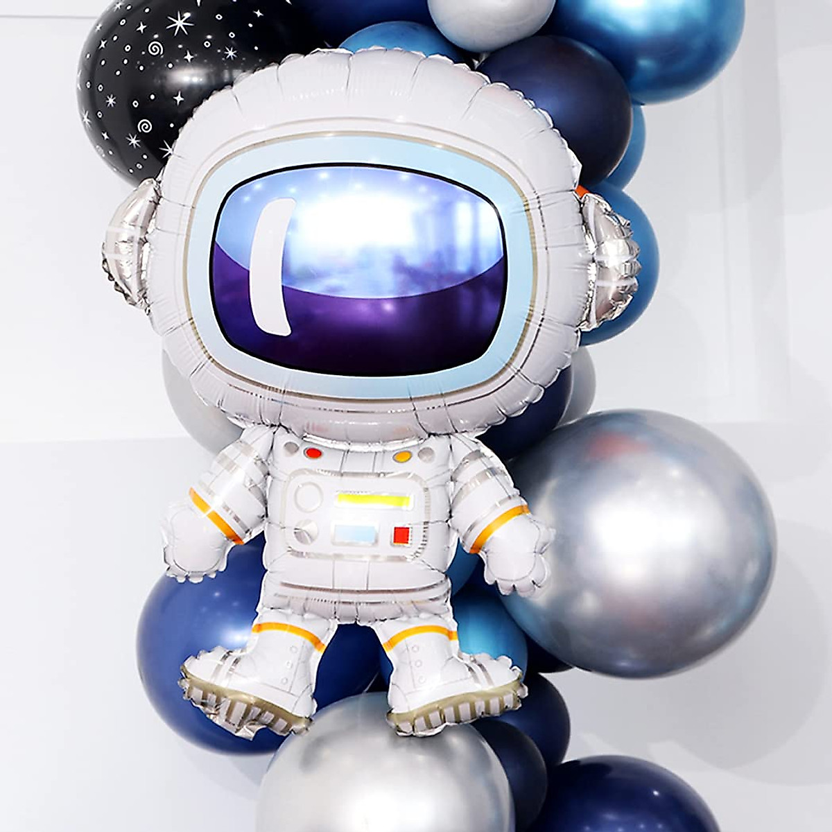 Aabellay Astronaut Balloons Rocket Foil Balloons Outer Space Theme Birthday Party Decorations Supplies Big Foil Mylar Number Helium Global for Boy Party Decor Favors - Blue 8