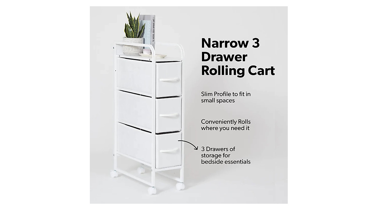 Dormify Narrow 3-Drawer Cart: Ideal for Small Spaces