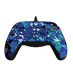 PDP Gaming REMATCH Enhanced Wired Controller Licensed for Xbox Series X|S/Xbox One/PC/Windows, Mappable Back Buttons, Advanced Customizable App - Digital Glitch Blue