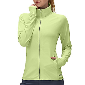 Women's UPF 50+ UV Sun Protection Clothing Long Sleeve Athletic Hiking Shirts Lightweight SPF Zip Up Outdoor Jacket(Green,XL)
