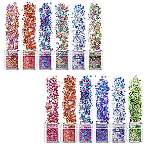 Holographic Chunky Glitter,Resin Glitter for Epoxy Resin,Sequins for Slime,DIY Crafts,Nail Art,Painting