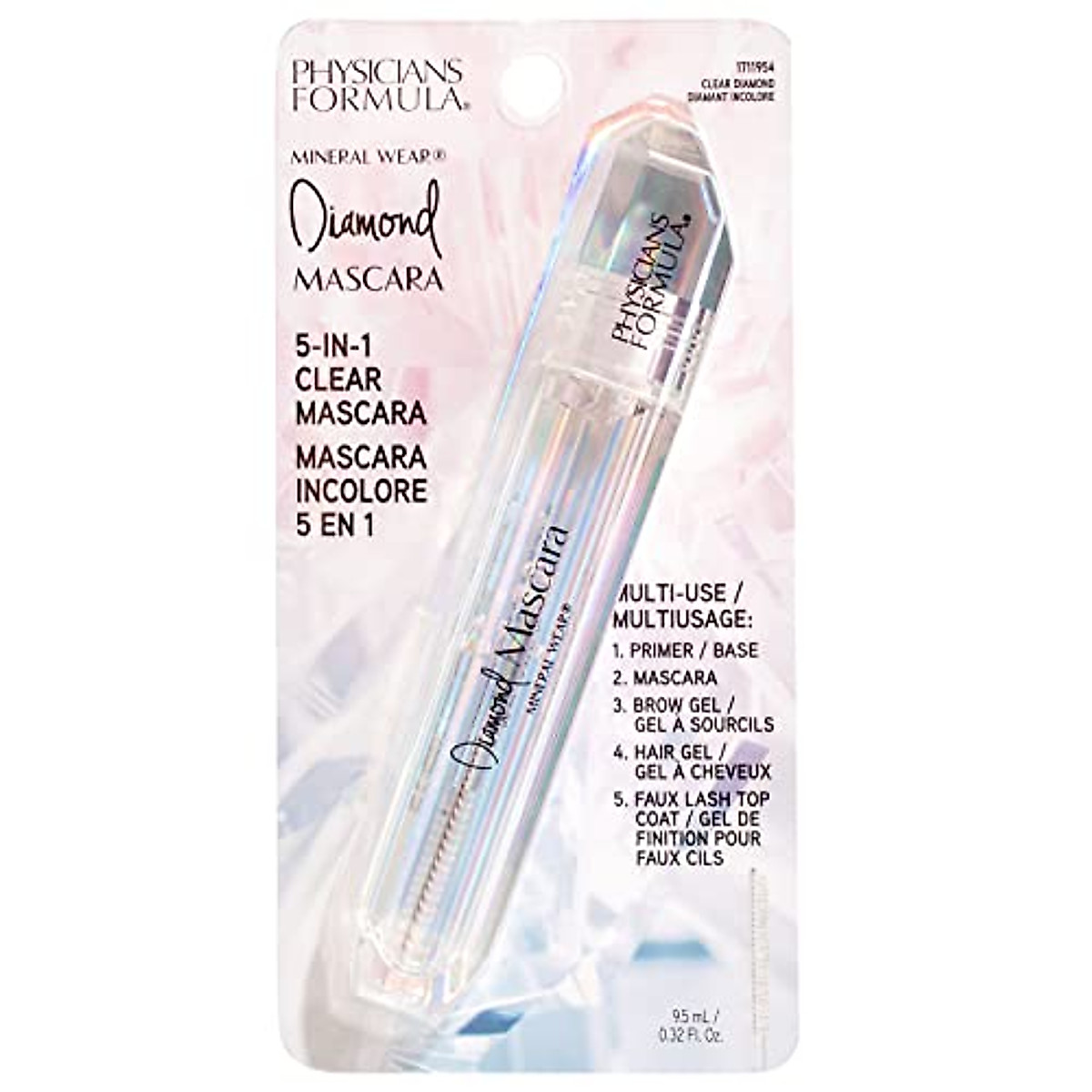 Physicians Formula Mineral Wear Diamond Mascara Clear Diamond, Dermatologist Tested, Opthahlamologist Approved, Sensitive Eyes