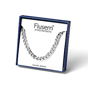 Fiusem Silver Tone Cuban Link Chain for Men, 6mm Mens Chain Necklaces, Stainless Steel Chain Necklaces for Men Women, 20 inch