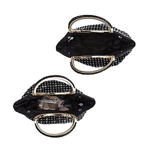 Gripit Designer Handbags Sequin Tote Bag with Rhinestone Wristlet Sparkly Purse Crystal Bag for Women Trendy Formal Evening Bag,Black