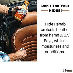 Hide Rehab Leather Conditioner- Most Effective Way Possible to Restore, Moisturize and Rehydrate Your Cars Leather. Protects from U.V. Rays, Stops Leather from Drying, Cracking. All Natural