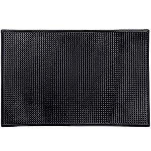 KINJOEK 1 Packs 18 x 12 Inch Rubber Bar Service Mat, Black Drink Coasters, Heavy Duty Leakproof Non Slip Tabletop Protection Home Bar Mat for Countertop Kitchen Restaurant Hotel Beverages Furniture