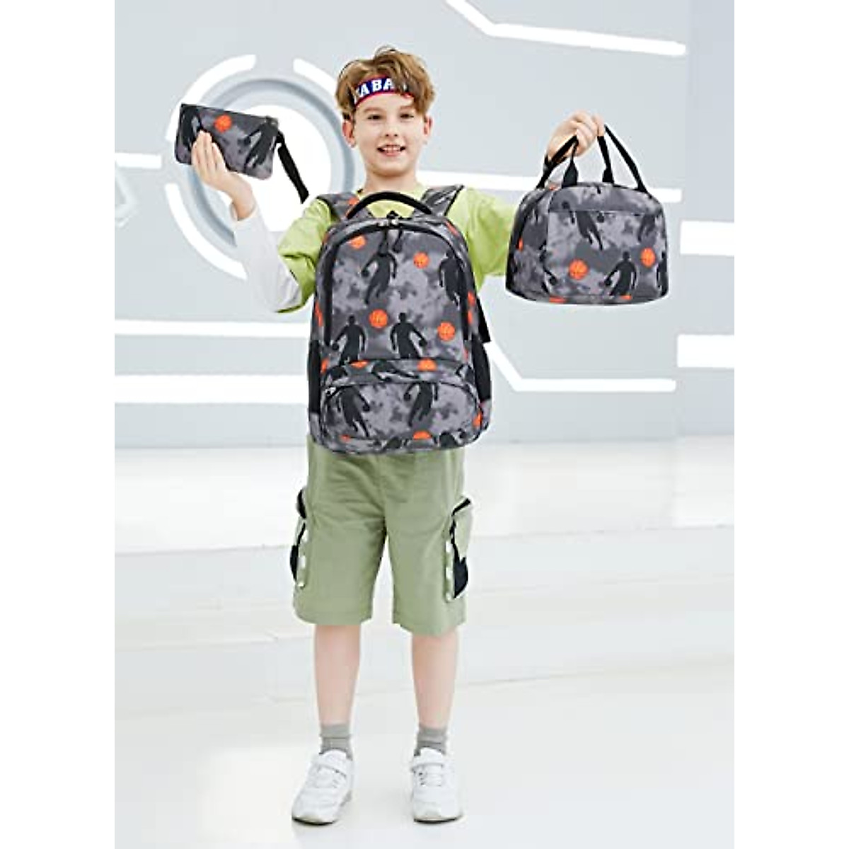 BYPTNF Backpack for Boys Student School Bookbag Kids Heavy Duty Waterproof Durable Multi-Pocket for Elementary Travel Large (A-Grey)