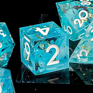 DND Polyhedral Dice Set RUNFNG Resin Sharp Edge D&D Dice 7PCS D+D Transparent RPG Dice for Dungeons and Dragons Accessories, Role Playing Table Game, Warhammer with Metallic Box