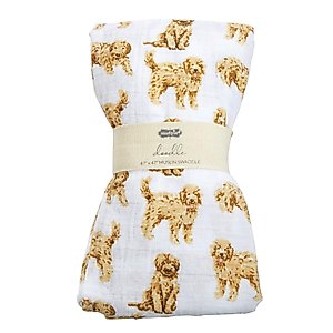 Mud Pie Golden Doodle Print Baby Swaddle Blanket, 47" x 47",