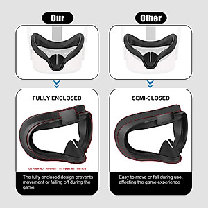 Eyglo VR Face Silicone Cover for Oculus Quest 2 Face Pad Cushion,Sweatproof Washable Light Blocking Meta Quest 2 Accessories (Black)