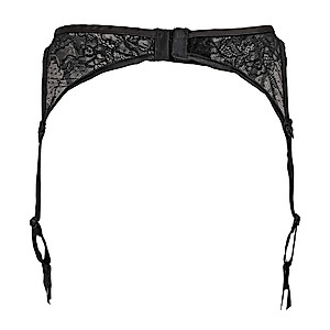 Women's Black Lace 6 Straps Metal Buckles Sexy Garter Belt for Stockings S513 (Large)