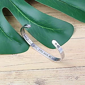 Sisters Gifts from Sister Birthday Gift Ideas Empowered Women Jewerly Inspirational Bracelets for Girls Personalized Engraved Stainless Steel Cuff Bracelet for Christmas Graduation Valentines Day Gift for Her