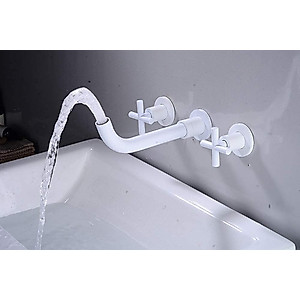 RTXUGMM Taps,Faucets,Modern Bathroom Taps European Style Bathtub Cold Heat Faucet Double Handle Siamese Tap,Kitchen Sink Wash Basi Inwall Rotate Faucets/White