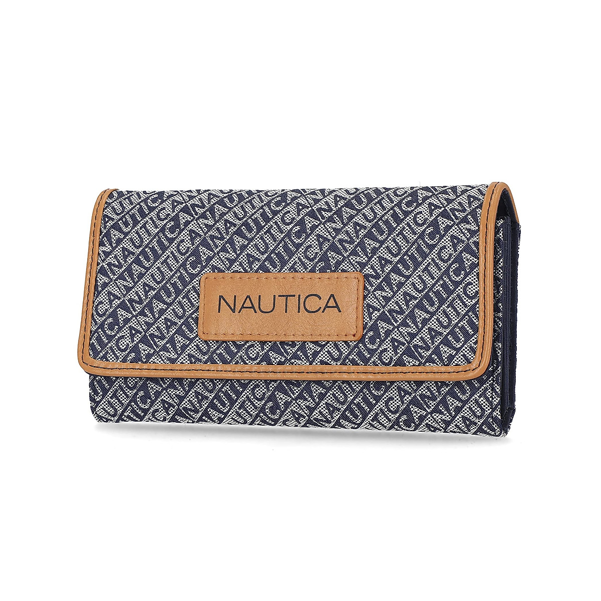 Nautica Women's Perfect Carry-All Money Manager Organizer with RFID Blocking Wallet, Indigo Jacquard, One Size