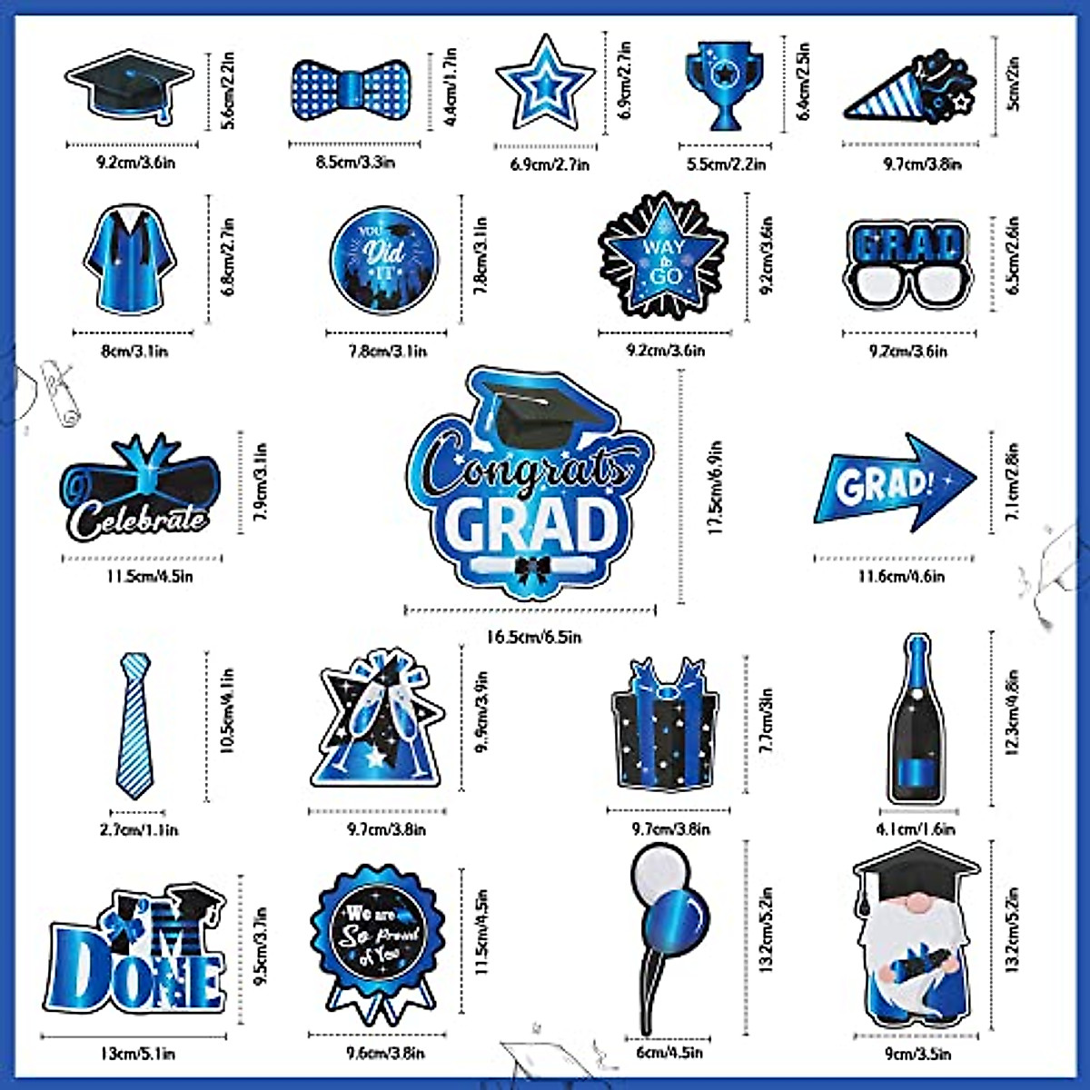 20Pcs Graduation Car Magnet Decors Class of 2023 Blue Graduation Refrigerator Magnets We are So Proud of You Graduation Magnets Stickers Grad Party Favors for Car School Office Whiteboard Home Decor