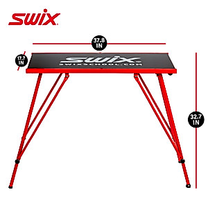Swix T754 Economy Waxing Table 96cm x 45cm | Durable Compact Wax Table for Skis & Snowboard with One Leg Height Adjustment, Red