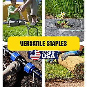 Homestead Choice 6 Inch Galvanized Landscape Staples - 100 Metal Garden Stakes for Gardening - 11 Gauge Anti-Rust Heavy-Duty Ground Sod Pins Yard Stakes for Weed Barrier Fabric Irrigation Tubing Hose