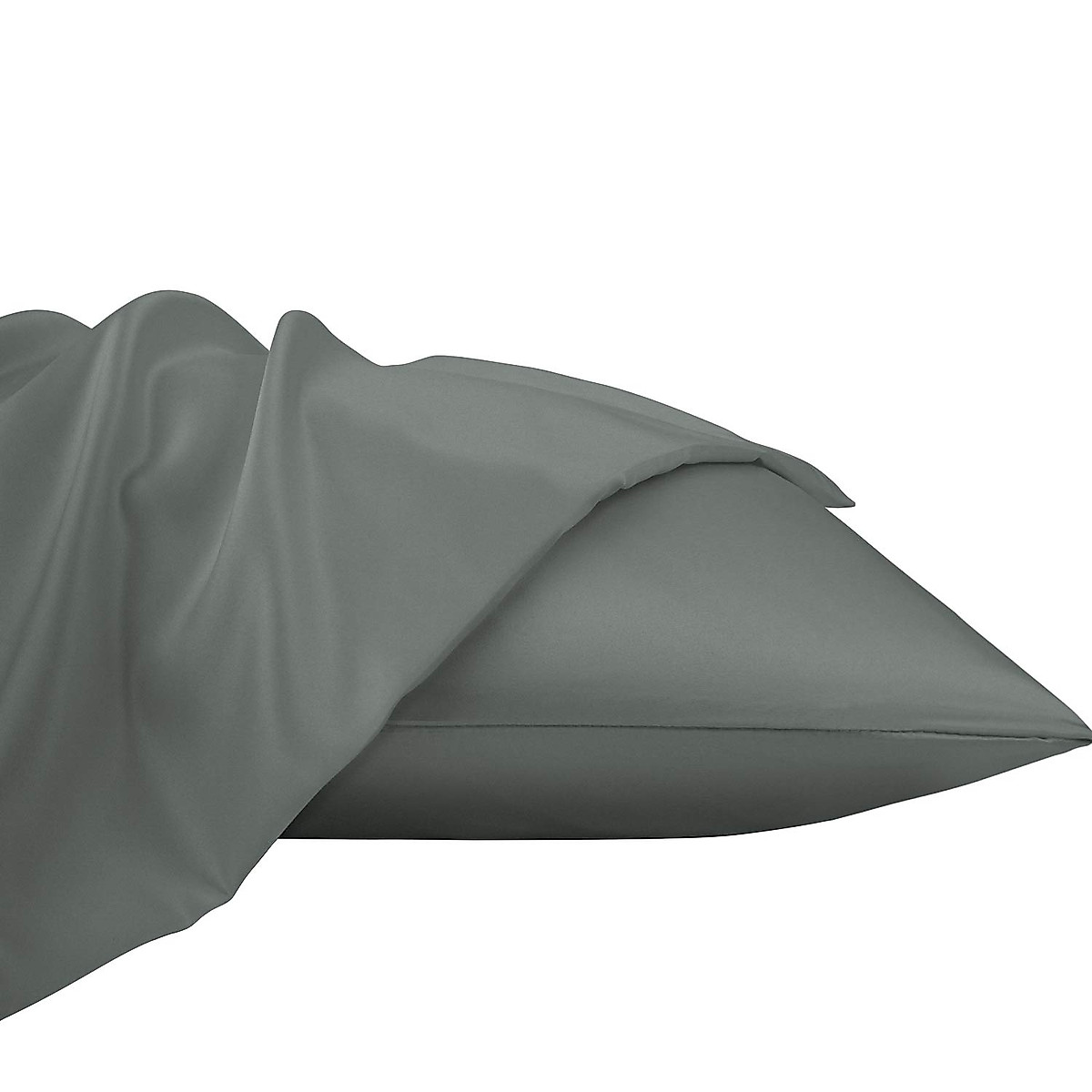 NTBAY Zippered Satin Pillow Cases for Hair and Skin, Luxury Standard Hidden Zipper Pillowcases Set of 2, 20x26 Inches, Dark Grey