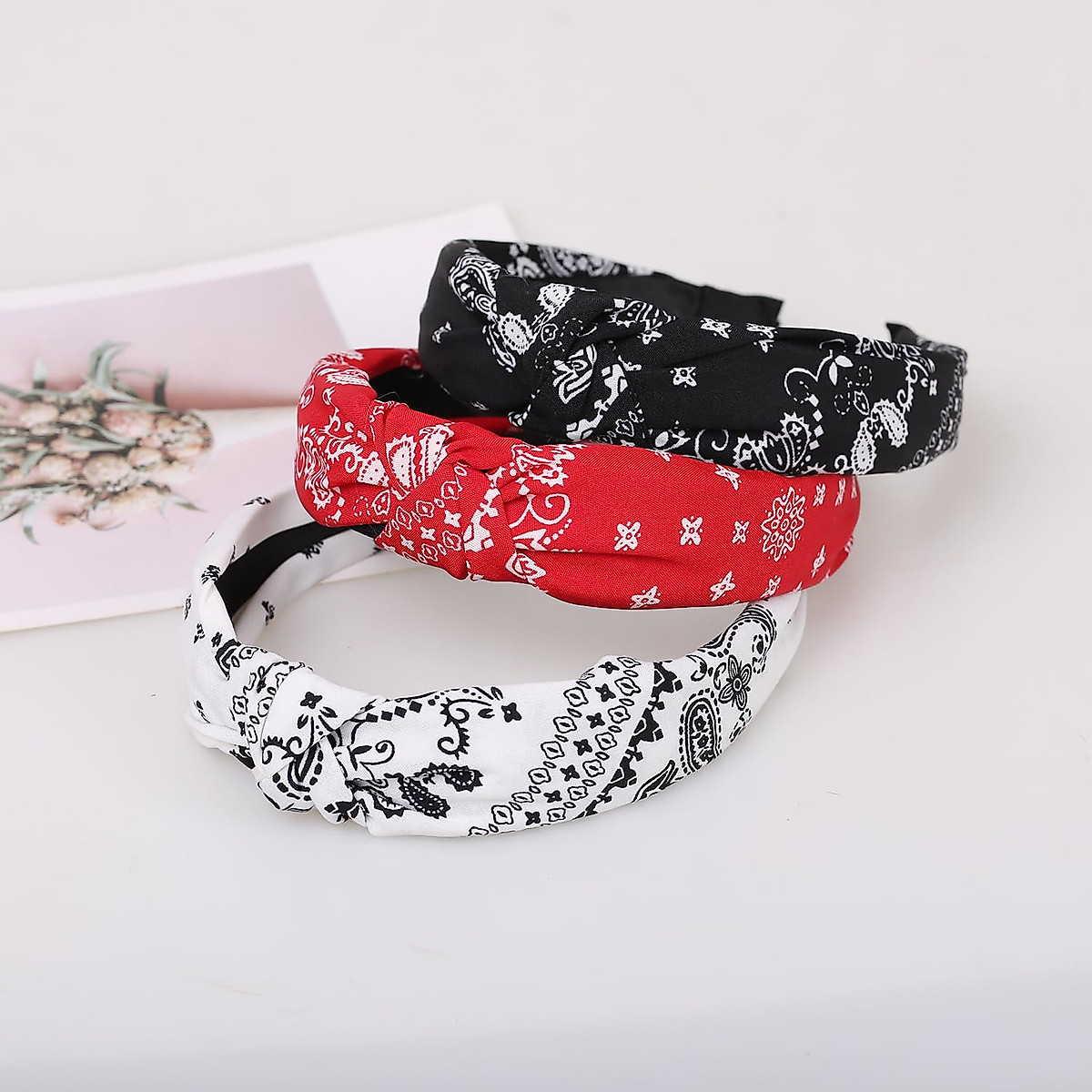 Lvyeer Bandana Headbands for Women Knotted Headband Fashion Chiffon Fabric Hairband for Women and Girls Cute Hair Accessory (Knotted-B)