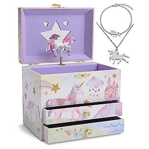 Jewelkeeper Unicorn Music Box & Little Girls Jewelry Set - 3 Unicorn Gifts for Girls - Unicorn Jewelry Box for Girls - Music Boxes for Girls
