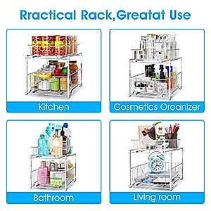 Simple Trending Stackable 2-Tier Vertical Bathroom Storage Under Sink Cabinet Organizer, Toilet Vanity Organizer Drawers, Chrome