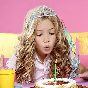 AOPRIE Birthday Crown for Women Birthday Girl Sash for Women Birthday Tiara for Women Birthday Girl Headband Princess Crown Rhinestone Happy Birthday Accessories Silver Black