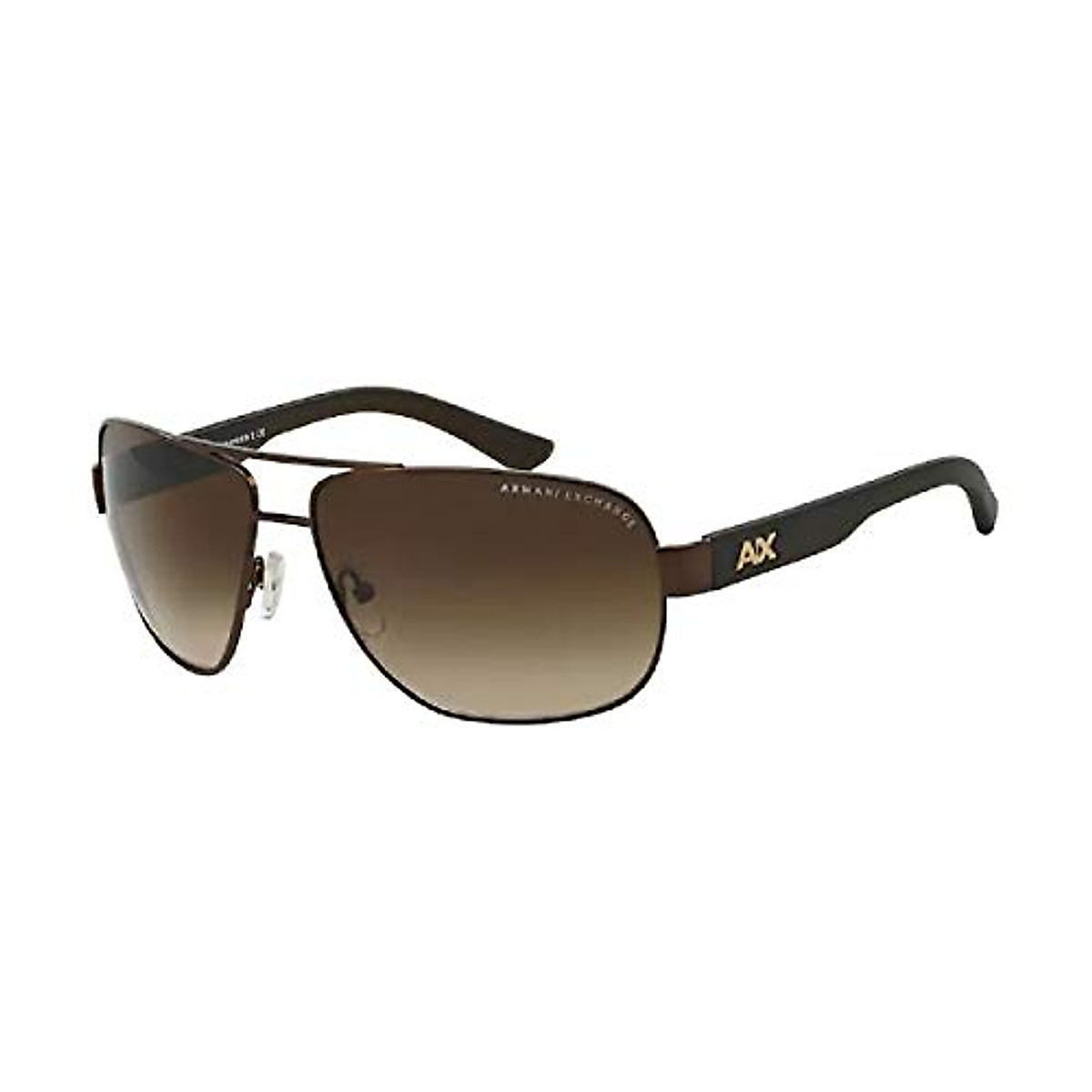 Armani Exchange AX2012S 605813 62M Satin Dark Brown/Dark Olive/Smoke Gradient Pilot Sunglasses For Men+ BUNDLE with Designer iWear Complimentary Care Kit