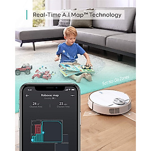 eufy RoboVac L70 Hybrid, The Cleaner, iPath Laser Navigation, 2-1 in Sweeping and Mopping, wi-fi, pa 2200 Strong Suction, Quiet, Self Charging,Ideal for Hardwood Floors,White (Renewed)