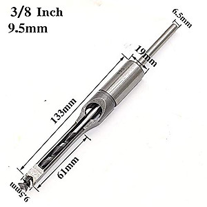 Amena 4Pcs Woodworker Square Hole Drill Bits Mortising Chisel Set,Woodworking Hole Saw Mortise Chisel Drill Bit Kit Tool Set 1/4 2/5 3/8 1/2