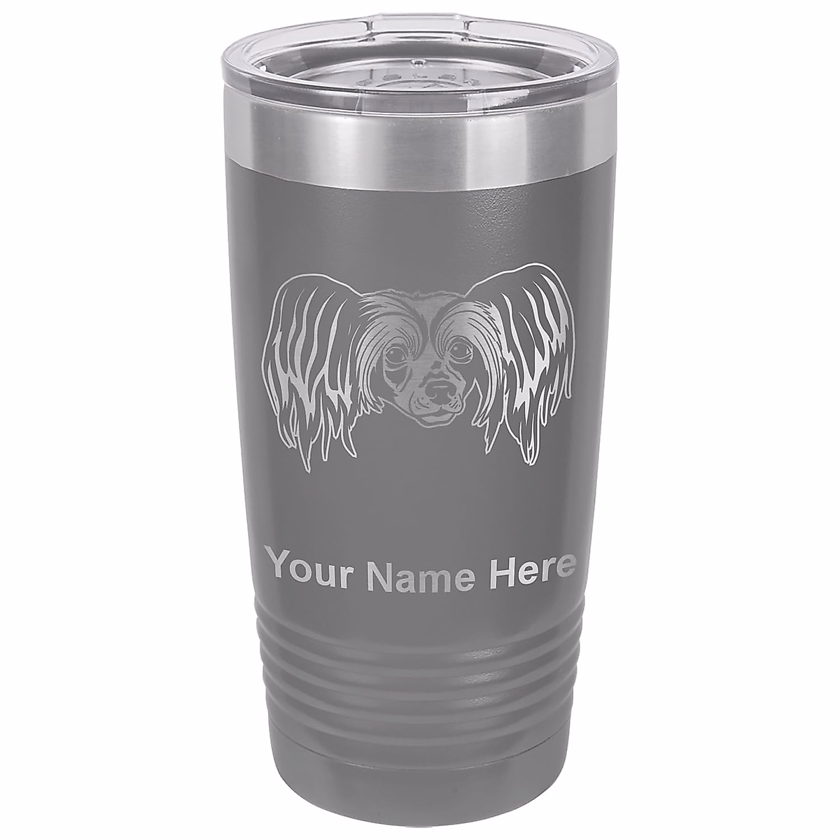 LaserGram 20oz Vacuum Insulated Tumbler Mug, Chinese Crested Dog, Personalized Engraving Included (Gray)