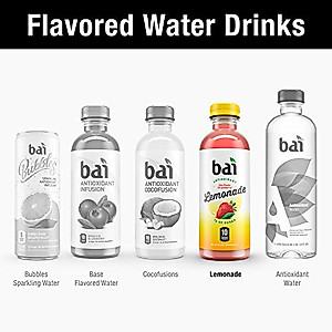 Bai Flavored Water, São Paulo Strawberry Lemonade, Antioxidant Infused Drinks, 18 Fluid Ounce Bottle (Pack of 12)