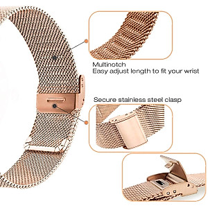 Abanen for Garmin Venu 2 Plus/Venu Sq 2 / Vivoactive 5 Watch Band, 20mm Quick Release Metal Mesh Stainless Steel Wristband Strap for Vivomove Sport/Trend (Rose Gold)