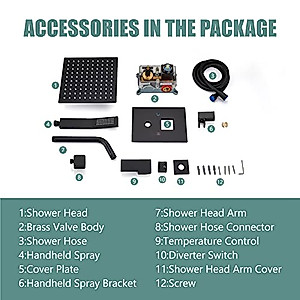 Bathroom Shower System Matte Black 6 Inch Rainfall Showerhead High Pressure Luxury Rain Mixer Shower Handheld Sprayer Wall Mounted Shower Fixture Combo Set Rough-in Valve Body and Trim Included