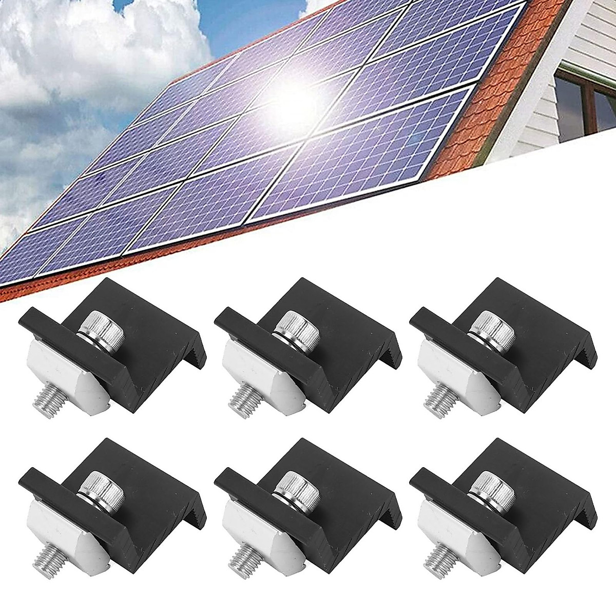 12Pcs PV Solar Panel Z End Clamp Aluminum Alloy Solar Z Bracket Clamp for RVs Houses Solar Panel Installations (45mm)