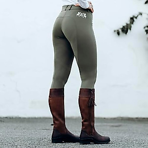 HORZE B Vertigo Amelia Women's Rustic Style Waterproof Leather Country Tall Riding Boots with Side Zip - Dark Brown - 9