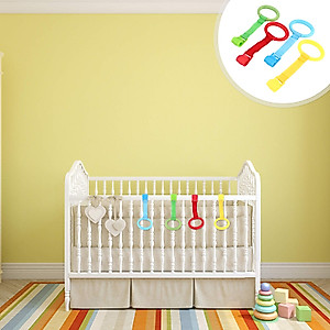 Kisangel 4pcs Baby Play Gym Baby Crib Pull Ring Baby Bed Stand Up Rings Nursery Baby Cot Rings Toddler Activity Kids Walking Training Tool
