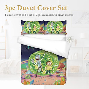 tviacuhr Cartoon Anime Comforter Cover Set 3 Piece Full Size 3D Printed Bedding Set for Teens Boys Girs Adults Gift for Bedroom Room Decor 1 Quilt Cover 2 Pillow Cases 86"×70"