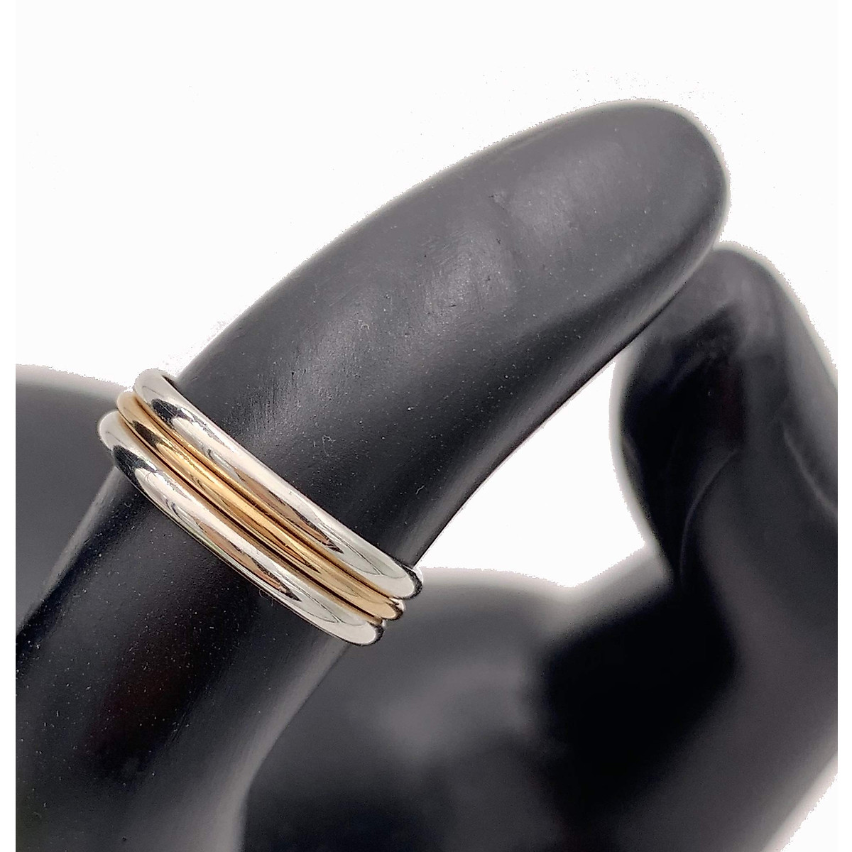 Triple Stack Mixed Metal Toe Ring | Sterling Silver and 14K Gold Fill Adjustable for Men and Women | Three Bonded Bands | Unisex One Size Fits Most