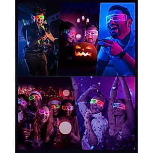 JIMIMORO LED Visor Light Up Glasses - 7 Color & 4 Modes Cyberpunk Futuristic Luminous Cosplay Glasses for Kid Adult